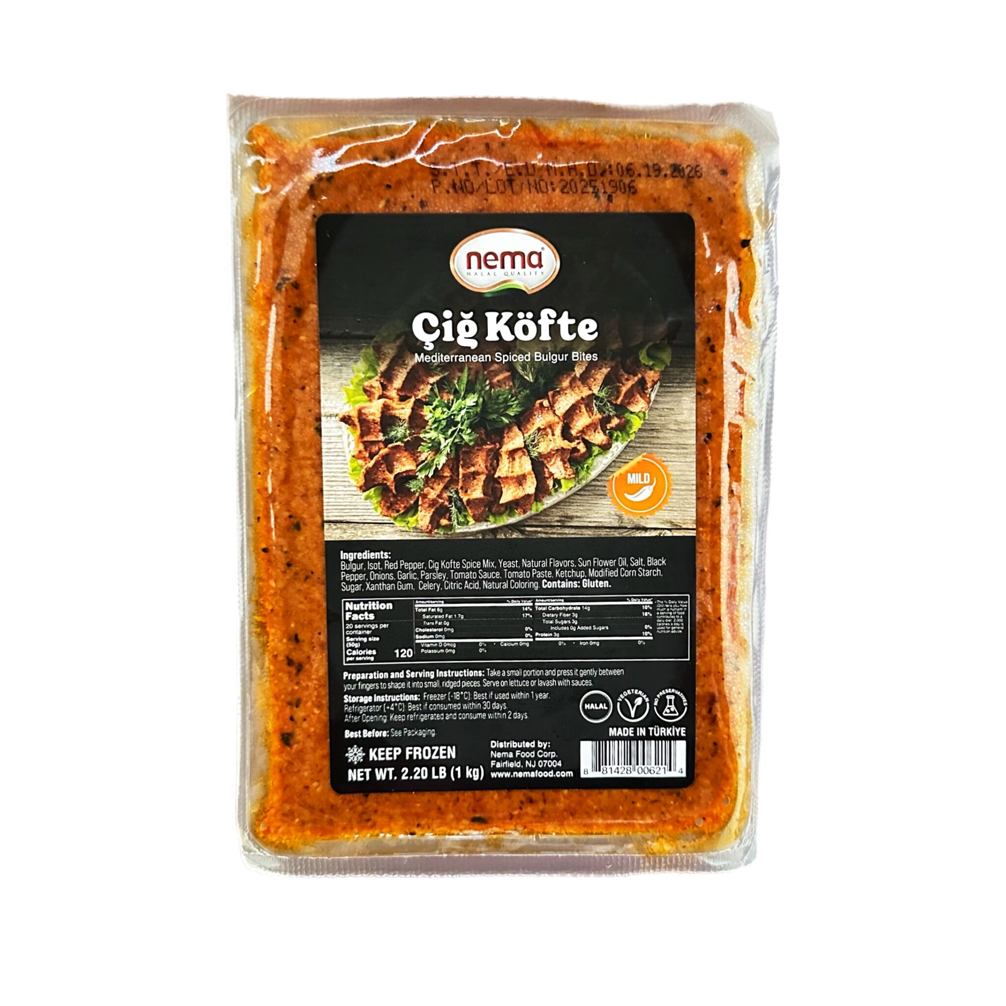 Nema Family Packed Cig Kofte – Mild (16 x 2.2 lb) – NEMA FOOD